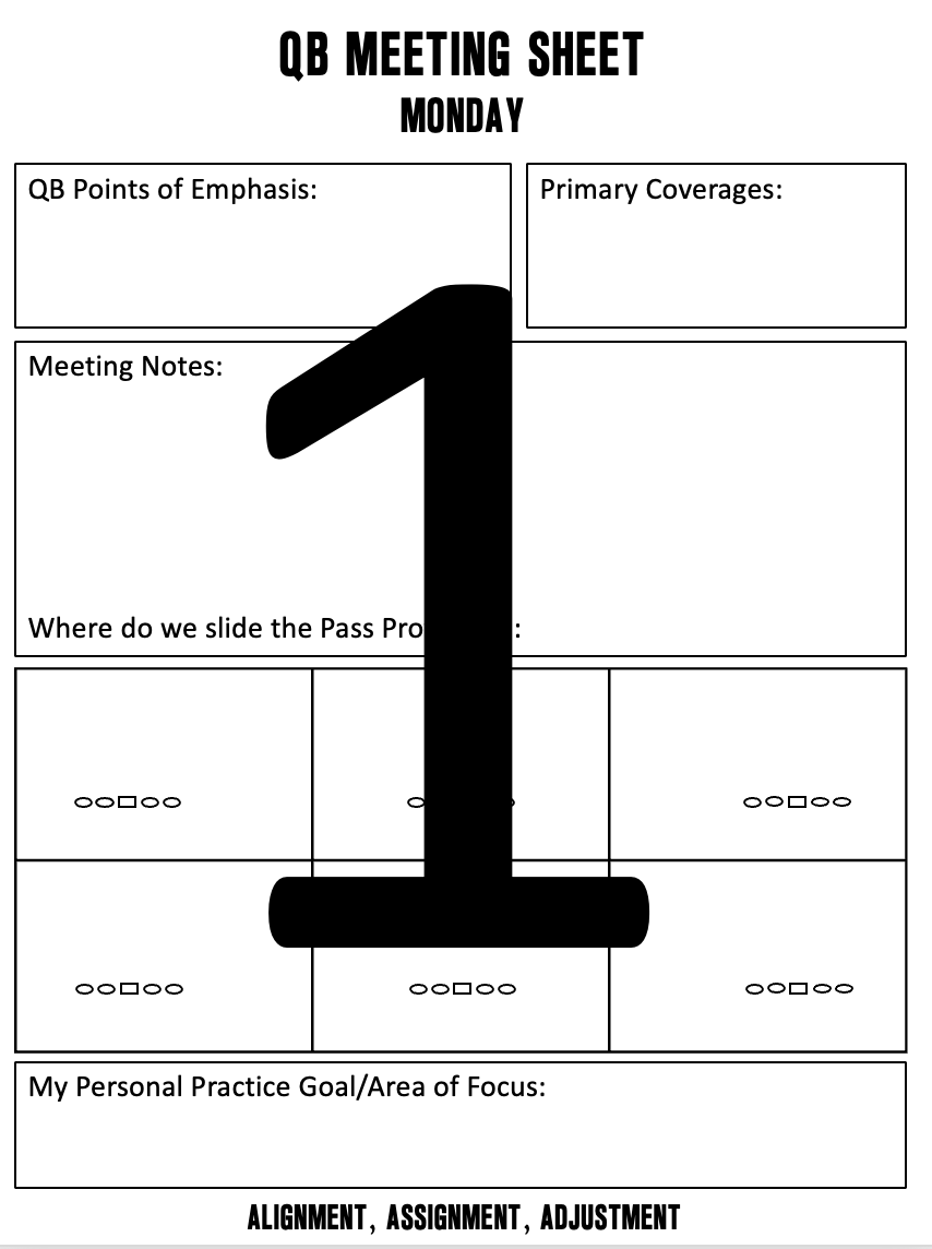 QB In-Season Meeting Notebook | Sports Workbook