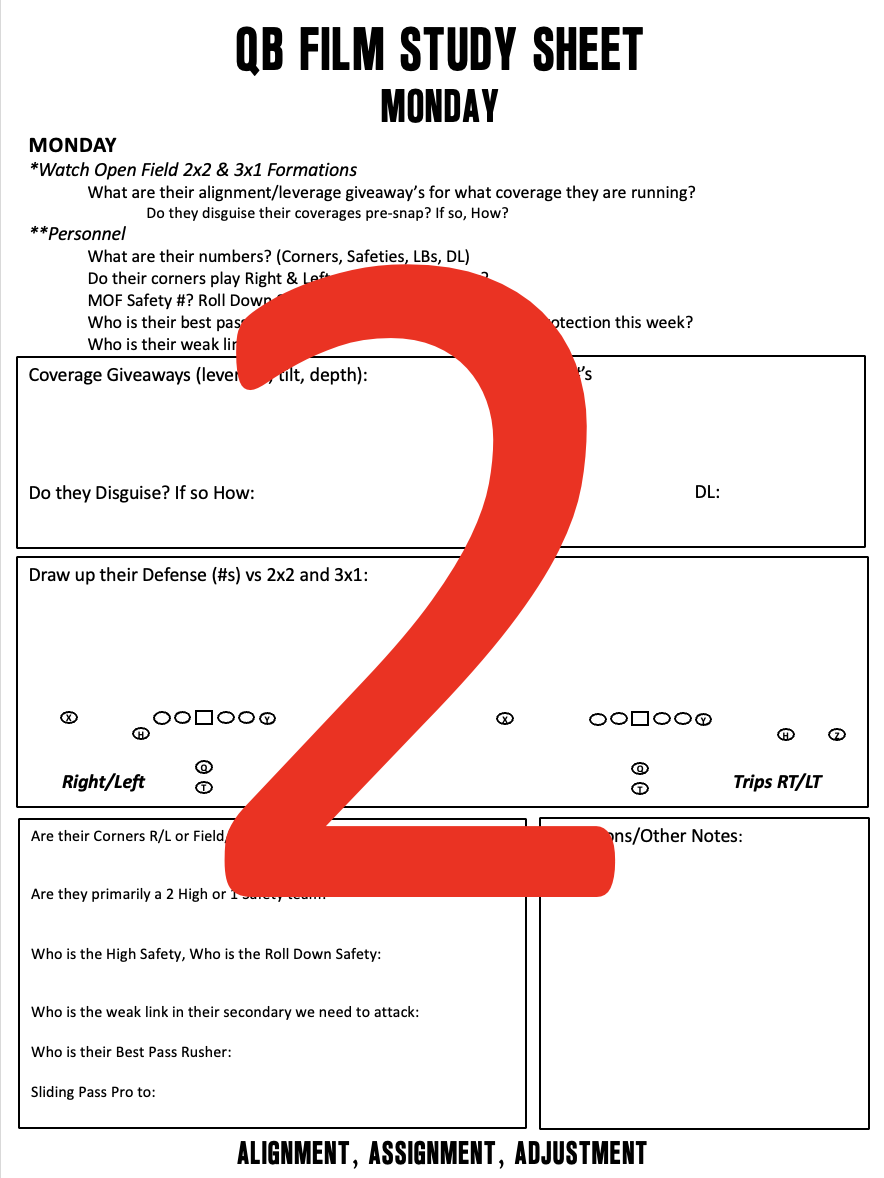 QB Film Study Notebook | Sports Workbook