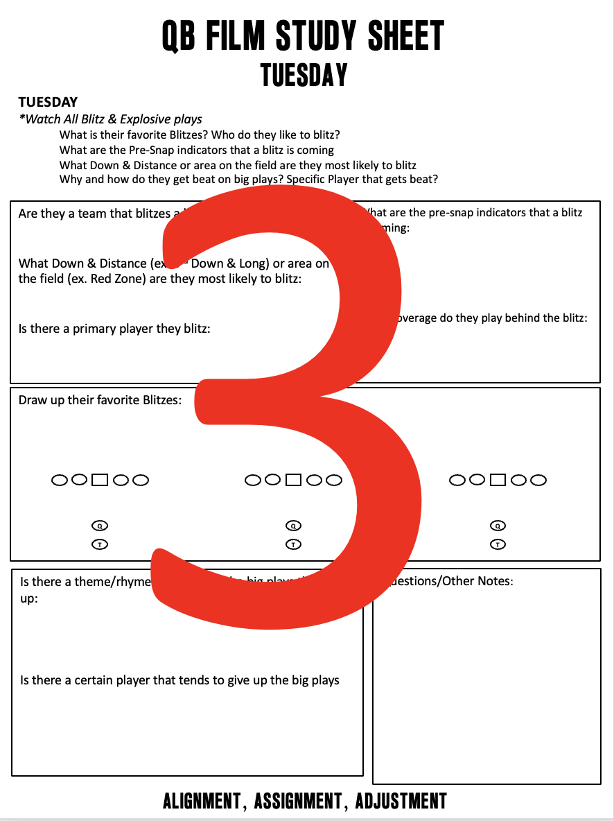 QB Film Study Notebook | Sports Workbook