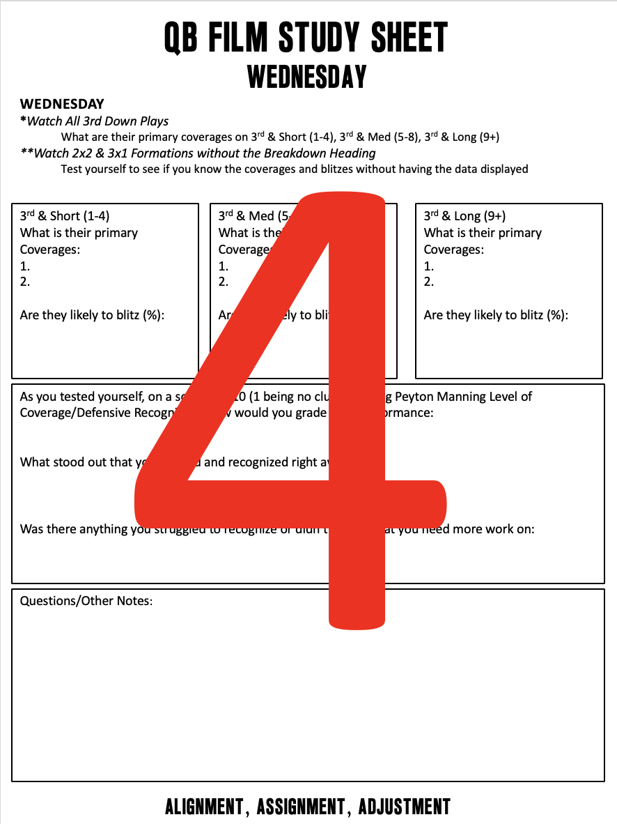 QB Film Study Notebook | Sports Workbook