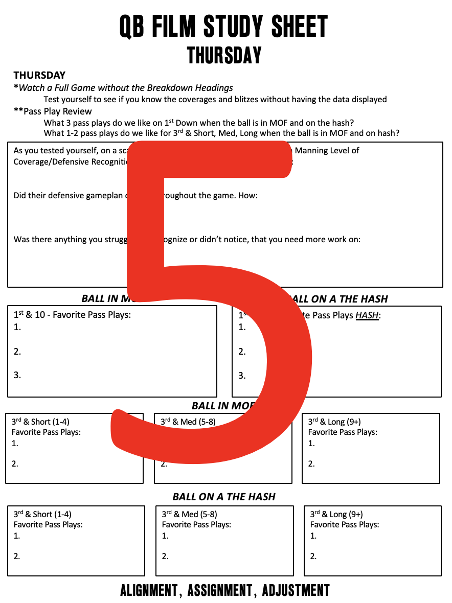 QB Film Study Notebook | Sports Workbook